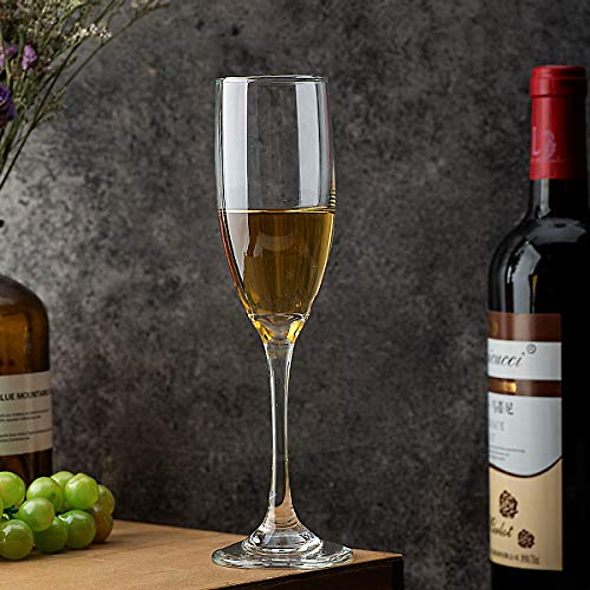 C CREST Set of 12, Champagne Glasses, 6 Ounce Champagne Flute, Lead-free Drinkware, Clear