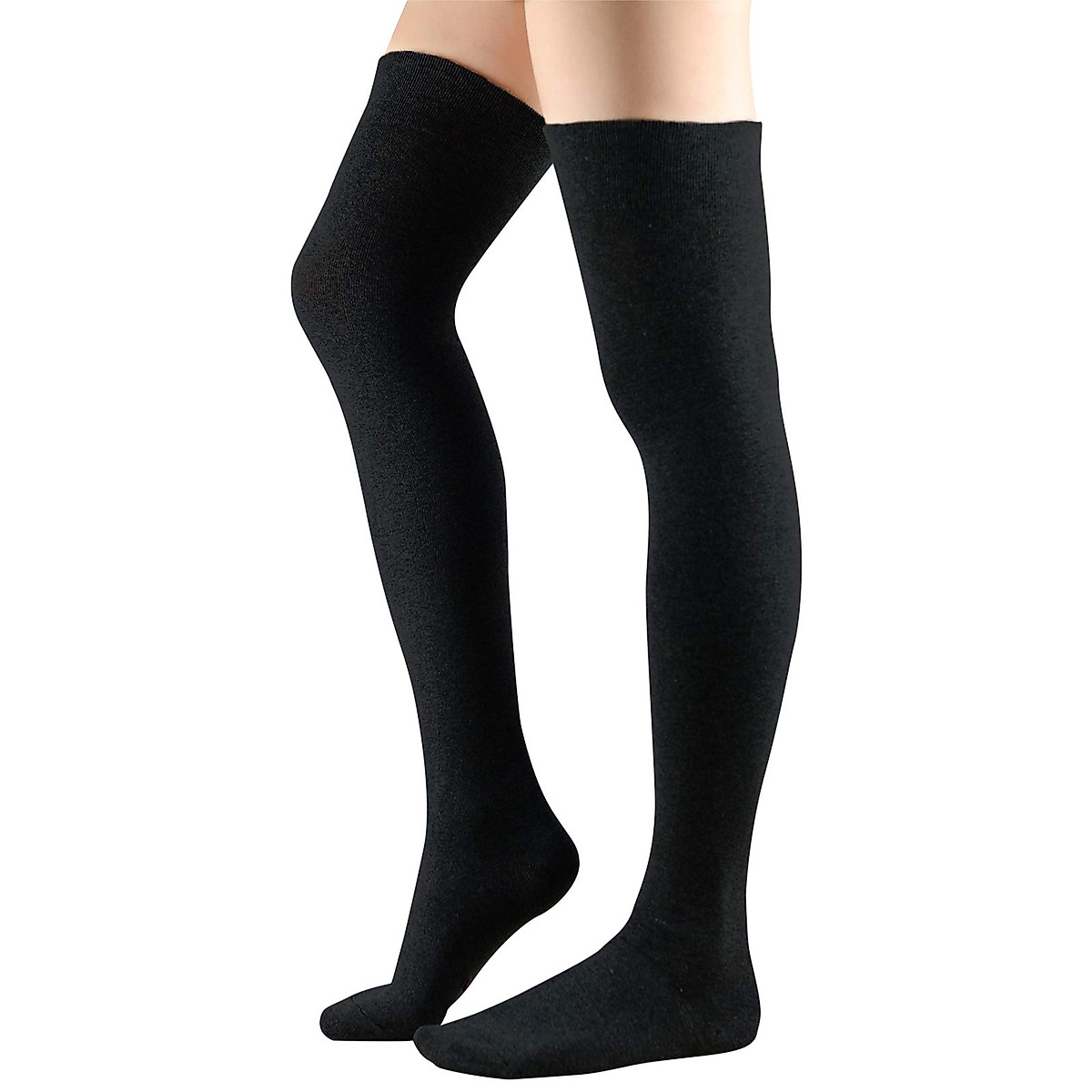 Women Non Slip Thigh High Socks Fashion Tube Stockings above Knee Cosplay Socks (One Size, A 1 Pack Black)
