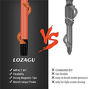 LOZAGU 12Pcs Long Torx Bit Set 6-Inch (152mm), T7 to T40, Magnetic Security Tamper Proof Star Bit Set,1/4 Inch Hex Shank | S2 Steel