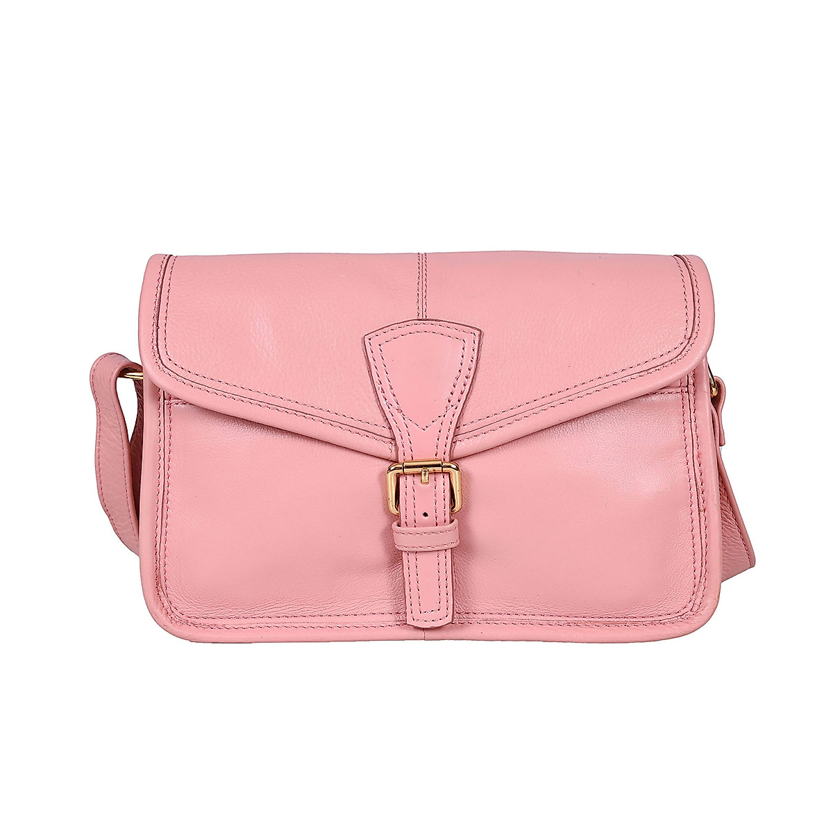 Aaron Leather Goods Crossbody Bags for Women Soft Leather Purses and Handbags Multi Pocket Shoulder Bag (Peach)