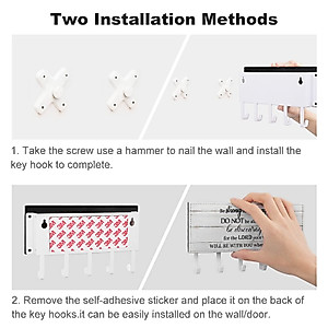 Be Strong and Courageous Do Not Be Afraid Key Holder Wall Mount Key Hanger Saying Quote Self Adhesive Key Hanging Rack Farmhouse Decorative for Entryway Front Door Kitchen Hallway 7x4 inch