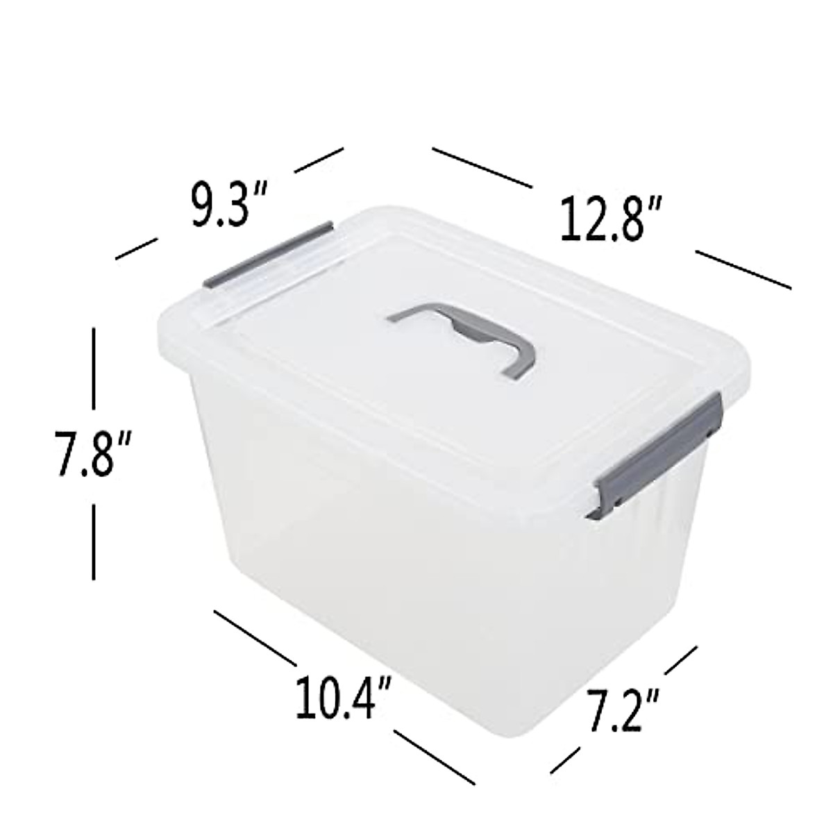 Jandson Plastic Storage Bin with Lid, 12 Quart Latching Box, Set of 1