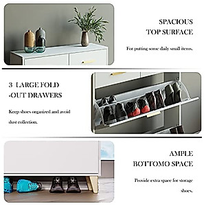 Wildhome Shoe Cabinet,20 Pair Freestanding Shoe Rack Storage Organizer with 2 Flip Door,2-Tier Shoe Storage Cabinet for Heels, Boots, Slippers (White)