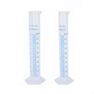 2pcs 100ml Plastic Graduated Cylinder Transparent Measuring Cylinder Set Measuring Test Tube Clear Graduated Cylinder with Double Sided Markings