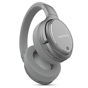 Naztech Driver ANC 1000 Active Noise Cancelling Bluetooth Wireless Headphones w/4 Mic's, Comfortable Over-Ear Design, Up to 50H Playtime for TV, Online Class, Home Office, Travel & More (Silver) 15137