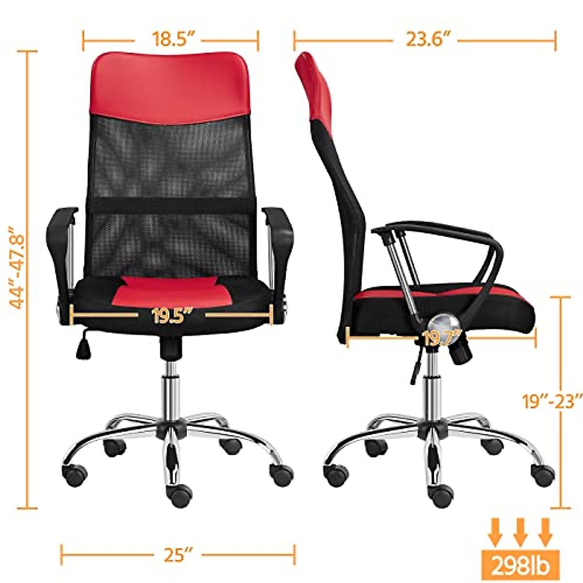 Yaheetech High Back Ergonomic Office Chair Mesh Back Swivel Task Chair Executive Rolling Chair Gaming Chair with Lumbar Support, Leather Seat