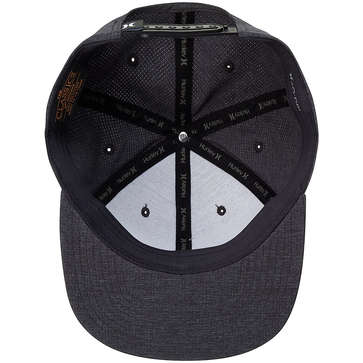 Hurley Men’s Hat – Lightweight Phantom Core Snap-Back Baseball Cap, One Size, Black