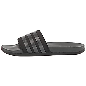 adidas Women's Adilette Comfort Slide Sandal, Black/Grey/Black, 8