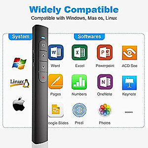 Wireless Presenter Remote, USB-A Presentation Clicker for PowerPoint Presentations Pointer, Google Slide Advancer Projector Smart Board Slideshow PPT Clicker for Mac/Computer/Laptop/Office
