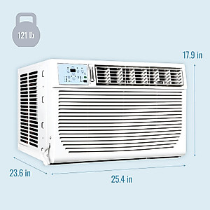 Keystone 24,000 BTU Window Air Conditioner with Dehumidifier and Supplemental Heat, 230V, Window AC for Extra Large Rooms up to 1500 Sq. Ft. with Remote Control, 3 Speeds, and Washable Filter, White