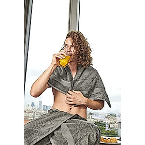 Peshkul Premium Collection Turkish Bath Towel Sets of 6 | 100% Cotton | 2 Bath Towels 27x54, 2 Hand Towels 16x30, 2 Washcloths 13x13 (Mineral Grey)