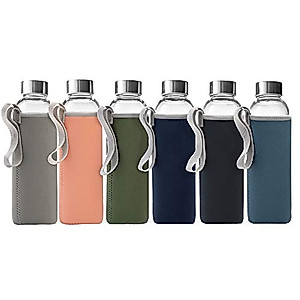Epica 18-Oz. Glass Beverage Bottles, Set of 6 (Beverage Glasses + Sleeves)