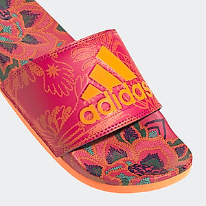 adidas Women's Adilette Comfort Slide Sandal, Signal Orange/Signal Orange/Vivid Berry, 6