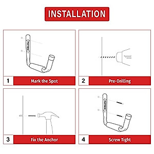 unp POETISKE Utility Hooks Ladder Hooks with 9.8'' Jumbo Arm Garage Storage Organizer Hang Folding Chair Bike Ski Tool Heavy Duty 4PC