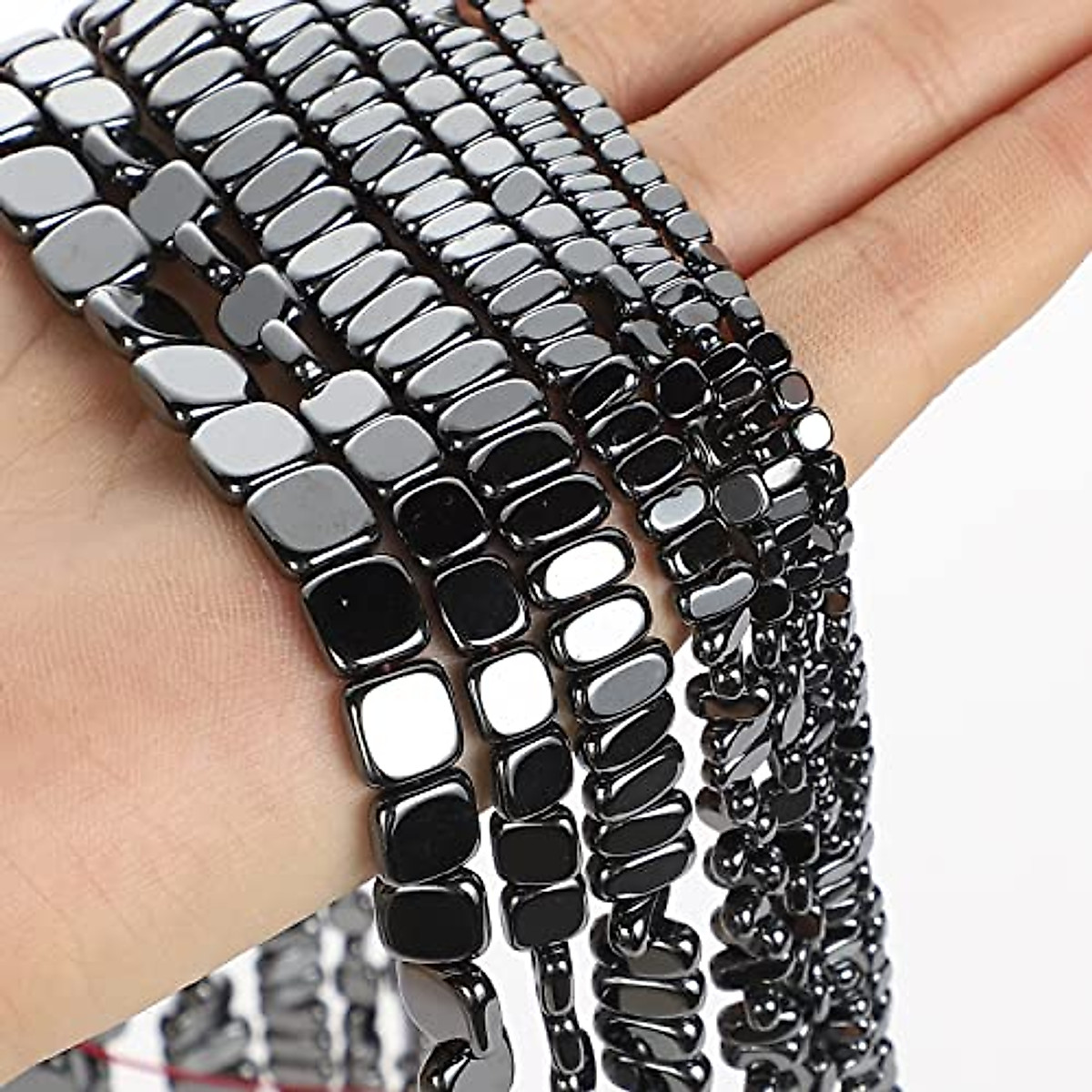 NHBT YU Oblate Square Natural Stone Beads Cube Black Hematite Beads Cube Loose Beads for Jewelry Making DIY Bracelet Accessories T87 (Color : H8481, Item Diameter : 6x6x2mm About 66 pcs)