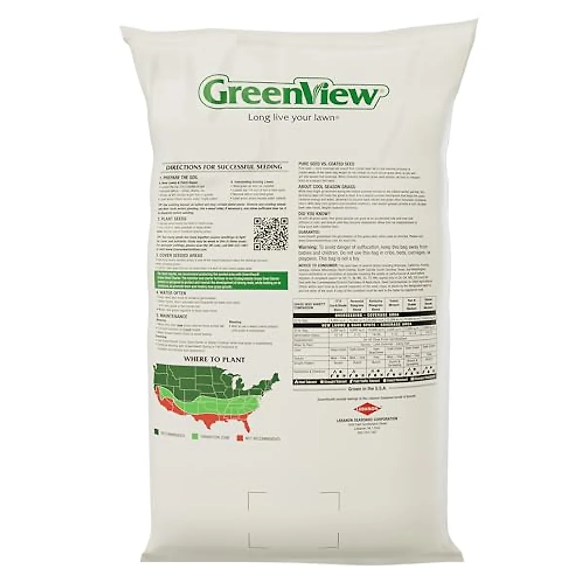 GreenView Pure Grass Seed Sunny Mixture, 20 lb. Bag – Covers up to 10,000 sq. ft.