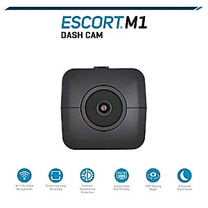 Escort M1 Dash Camera - 1080p Full HD Video Dash Cam, Loop Recording, G-Sensor, 16GB Micro SD Card Included, iPhone and Android Compatible