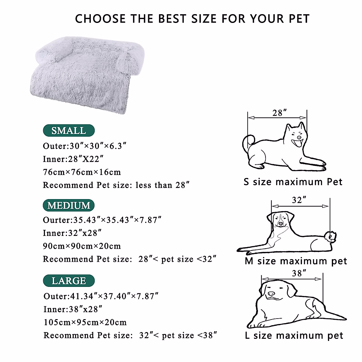 Hoyooyoo Plush Pet Sofa Bed Dog Mat Sofa Warm Pet Kennel,Couch Cover for Dogs,Washable Dog Bed Thick Blanket Cushion with Removable Cover and Non Skid Bottom (Small)