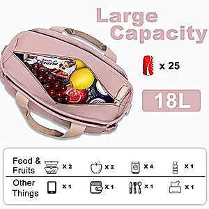 Weitars Lunch Bag For Women Lunch Bag For Work Lunch Box For Women,Insulated Lunch Cooler Purse Lunch Tote,Wide-Open Lunch Box With Shoulder Strap,Multi-Pockets,Lunch Bag For Picnic Beach Hiking