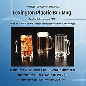 Carlisle FoodService Products 4396507 Lexington Plastic bar Mug, Polycarbonate, Clear, 16 Ounce