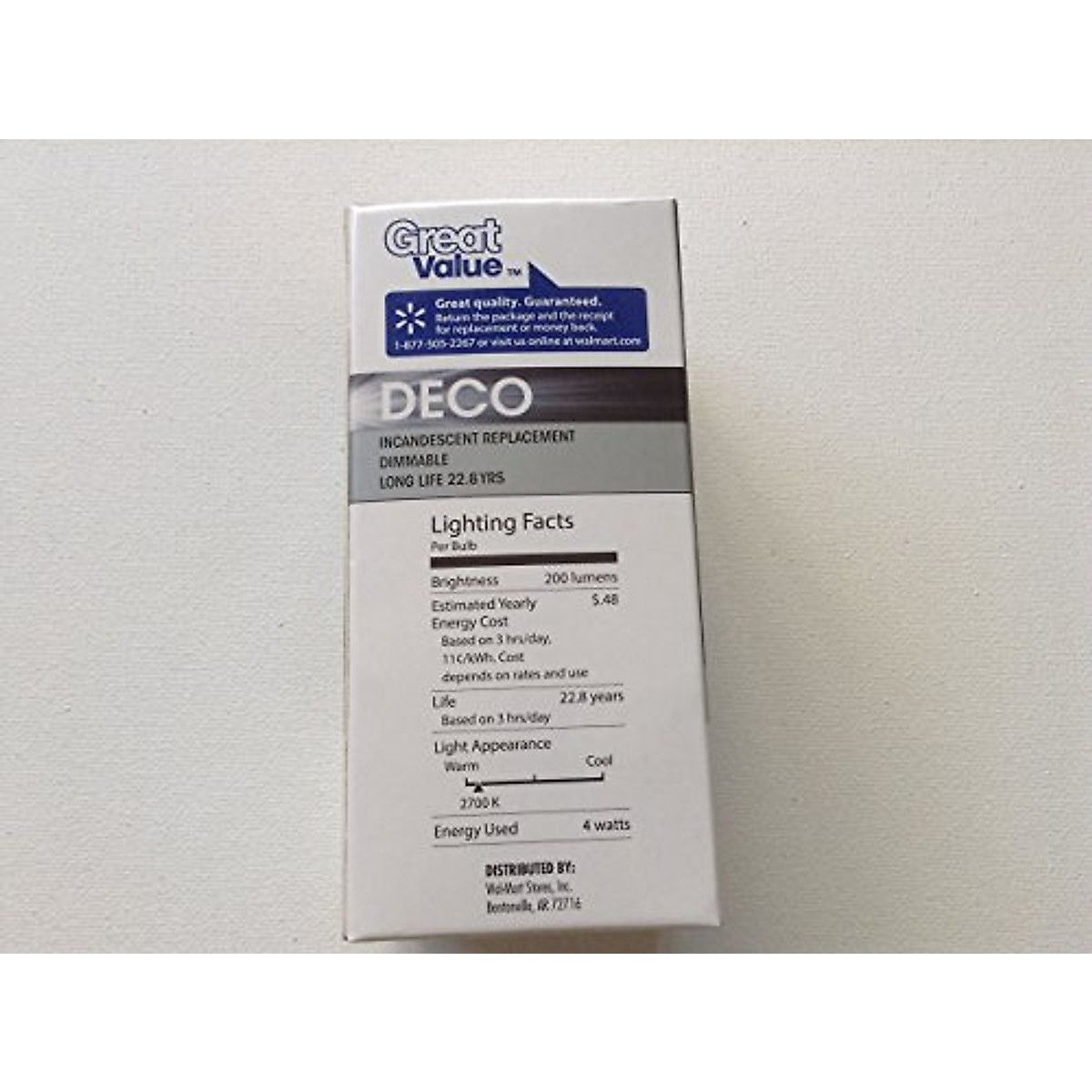 Great Value LED Deco Light Bulb, Soft White