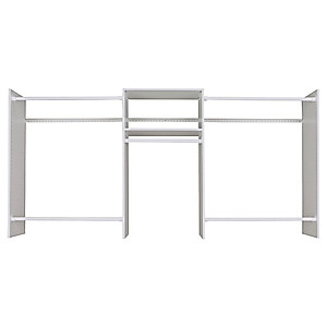Easy Track Basic Storage Starter Wall Mounted Closet Organizer System Kit with 2 Spacious Shelves and 5 Hanging Rods, Honey Blonde