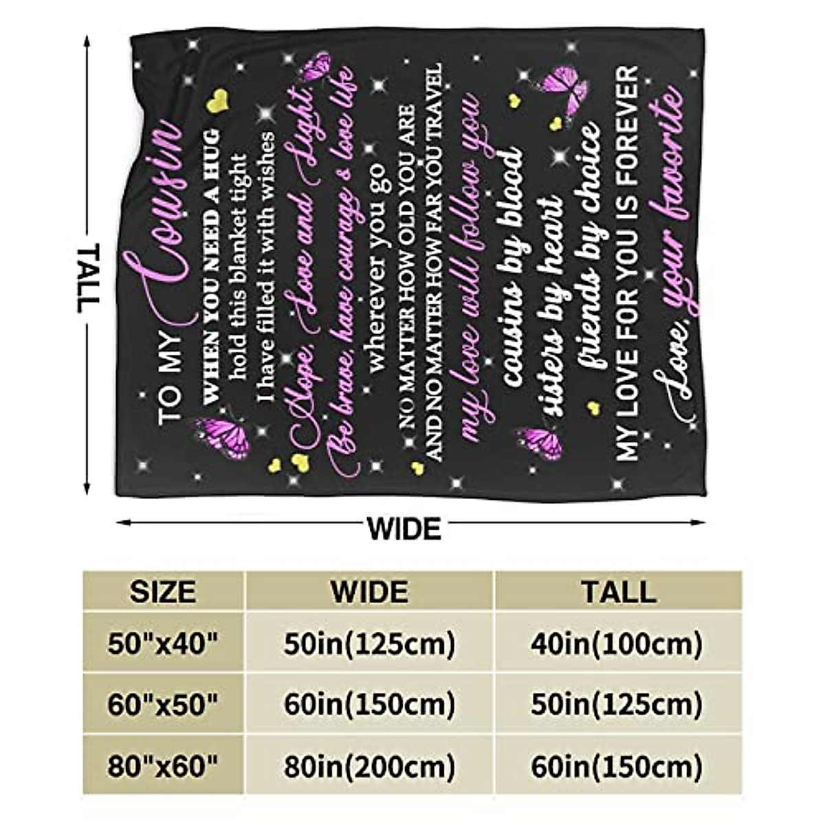 Cousin Gifts for Women to My Cousins Blanket Throws Best Cousin Gifts for Birthday Christmas Thanksgiving 50 "x60
