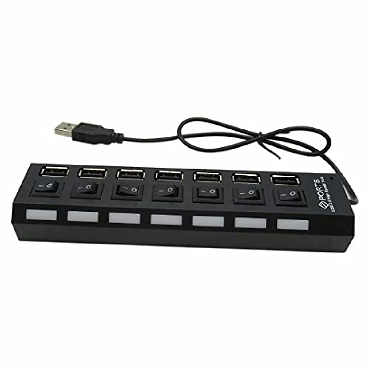 High Performance 7 Port USB 2.0 HUB for LED Powered High Speed Splitter Extender Cable Black White New