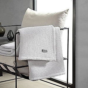 Vera Wang - Queen Blanket, Luxury Cotton Bedding, Plush & Heavyweight Home Decor (Waffleweave Grey, Queen)