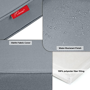 Pcinfuns Outdoor Chair Cushion 22 x 22 x 3 Inch Water Resistant & Fade Resistant Patio Furniture Cushions with Removable Cover and Adjustable Straps Set of 2,Deep Grey