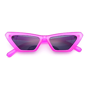 SA106 Womens Neon Pop Color 80s Squared Cat Eye Sunglasses (Pink Black)