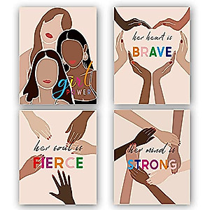 TANXM Girl Power Diversity Poster,Inspirational Feminist Art printing,Feminist Equality Art,Feminist Quote Poster ,Perfect for Girl Bedroom or Study Decor,Set of 4 (8"X 10", No Frame