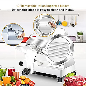 Meat Slicer,Commercial Meat Slicer,340W Frozen Meat Cheese Deli Slicer,10 inch Electric Food Slicer,Easy to Clean,Low Noises, Home Use and for Commercial-Meat Slicer for Home