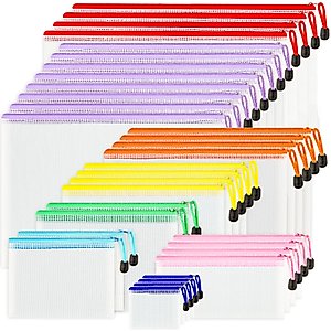 VVCOIIROEI 32pcs Mesh Zipper Pouch Bags, 8 Sizes Zipper Pouch, Mesh Bags With Zipper, Plastic Zipper Pouches, 8 Colors Zipper Pouches for Organizing, Board Game Storage, Travel, School Office Organize