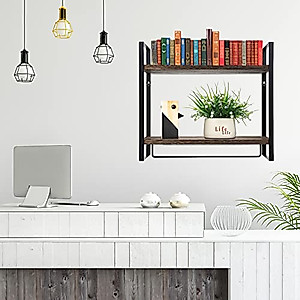 Infankey Bathroom Shelves, 2 Tier Bathroom Shelves Over Toilet, Wood Floating Shelves with Towel Bar, Bathroom Shelf Organizer for Wall Decor, Wall Shelf for Living Room, Kitchen, Bedroom