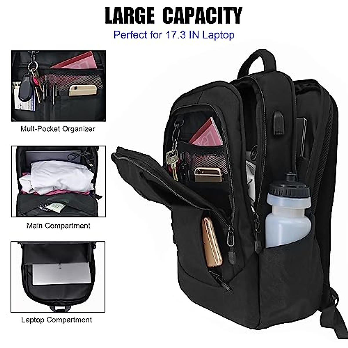 Goloni Travel Laptop Backpack,Business Slim Durable Laptops Travel Backpacks with USB Charging Port,15.6 Inch College Computer Bag for Men Women