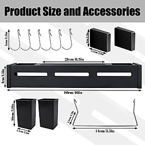 16In Stainless Steel Kitchen Knife Holder Wall Mounted with Hooks, Heavy Duty Adhesive Knife Strip for Wall, Kitchen Knife Storage Block, Knife Rack Organizer for Hanging Spoon Chopsticks (40cm)