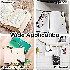 12 Pcs Metal Pen Clip for Notebook, Portable Pen Holder Clip Pencil Clip, Multi Function Paper Clip Pen Holder Pen Paper Clip Bookmark Stationery Tool Office Supplies for Notebook Journals, Gold