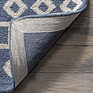 nuLOOM Meadow Hand Tufted Wool Tribal Geometric Area Rug, 4' x 6', Blue