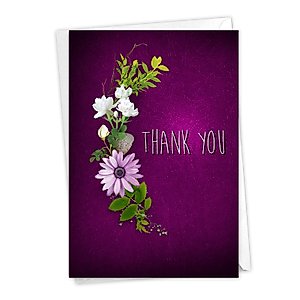 The Best Card Company Thank You Greeting Card with 5 x 7 Inch Envelope (1 Card) Many Thanks Purple C6842GTYG