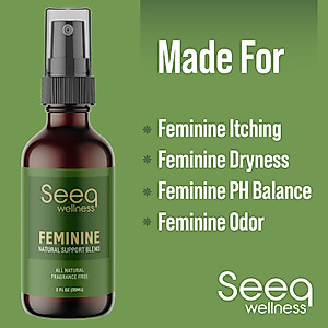 All Natural Feminine Deodorant Spray - for Vaginal Itch, Irritation & Odor - Feminine Hygiene Spray for Odor and BV - Made in USA; 2oz Spray