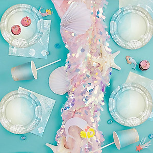 HIPVVILD Seashell Beach Party Supplies, Beach Seashell Theme Table Decorations, Shell Plate, Napkin, Tablecloth, Fork, Ocean Sea Shell Party Tableware For Birthday Baby Shower Wedding Party | Serve 24