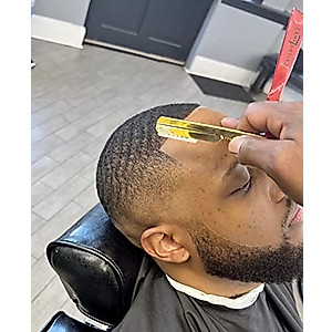 Crispy Linez Barber Turkish Razor | Professional Straight Razor | Extra Blade Exposure (Red & Gold)