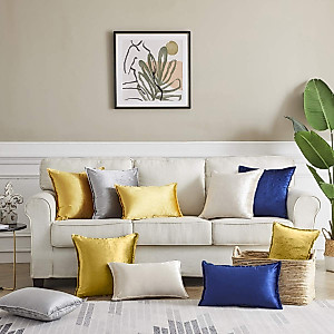 GIGIZAZA Gold Velvet Decorative Lumbar Throw Pillow Covers 12x20 Oblong Couch Sofa Pillow Covers Pack of 2