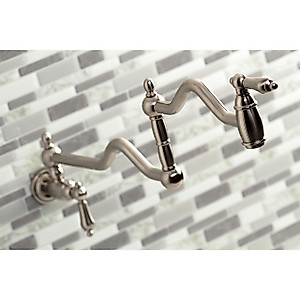 Kingston Brass KS2108AL Heritage Pot Filler, Brushed Nickel, 24.13 x 2.19 x 11.75