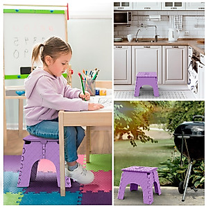 Mueller Folding Step Stool, 11 Inch Heavy Duty Step Stools for Kids and Adults, Lightweight and Portable Foldable Stool for Kitchen, Bathroom, Non-Slip and Sturdy, Holds up to 264lbs, Purple