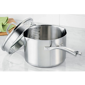Calphalon Classic 3.5 Quart Saucepan with Lid, Stainless Steel, Dishwasher Safe