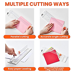 ISDIR A4 Paper Cutter 12 Inch Titanium Paper Trimmer Scrapbooking Tool with Automatic Security Safeguard and Side Ruler for Craft Paper, Label, Coupon, Photo and Cardstock