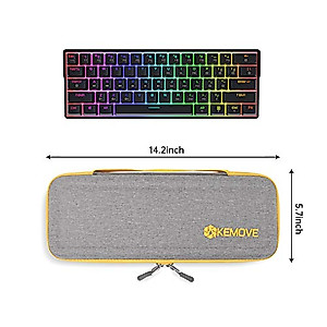 KEMOVE 61 Key Keyboard Case Hard EVA Keyboard Sleeve Travel Case Protective Pouch, Mechanical Keyboard Storage Carrying Case Compatible with 60% Gaming Keyboard