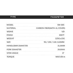ZECHAO 28.6/31.8MM Carbon Road Bike Stem,T700 Carbon Stem 6 Degree Mountain Bike Stems Positive and Negative Cycling Parts Bike Stem (Color : Black, Size : 110mm)